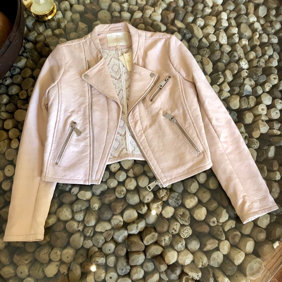 Maje | Jackets & Coats | Maje Leather Biker Jacket In Rose | Poshmark